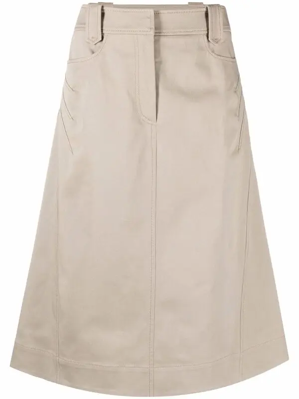 Alberta Ferretti Four-pocket Cotton A-line Skirt