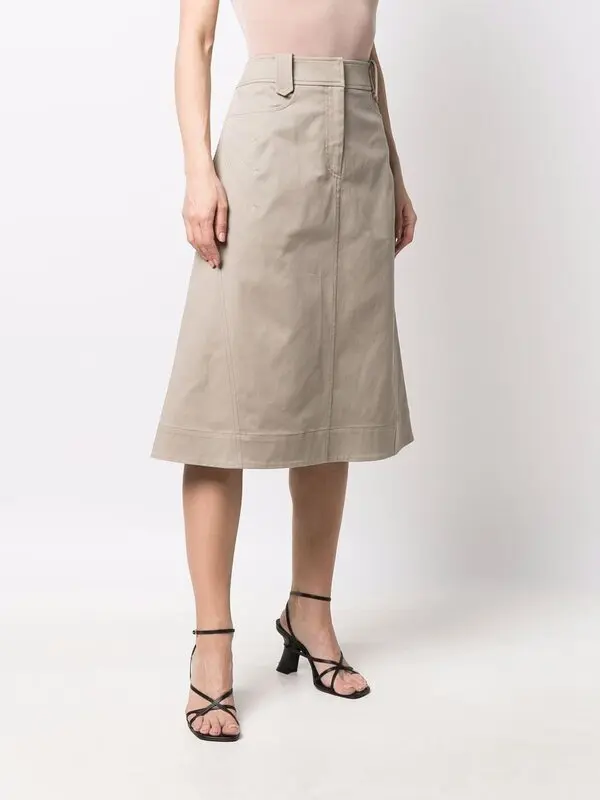 Alberta Ferretti Four-pocket Cotton A-line Skirt