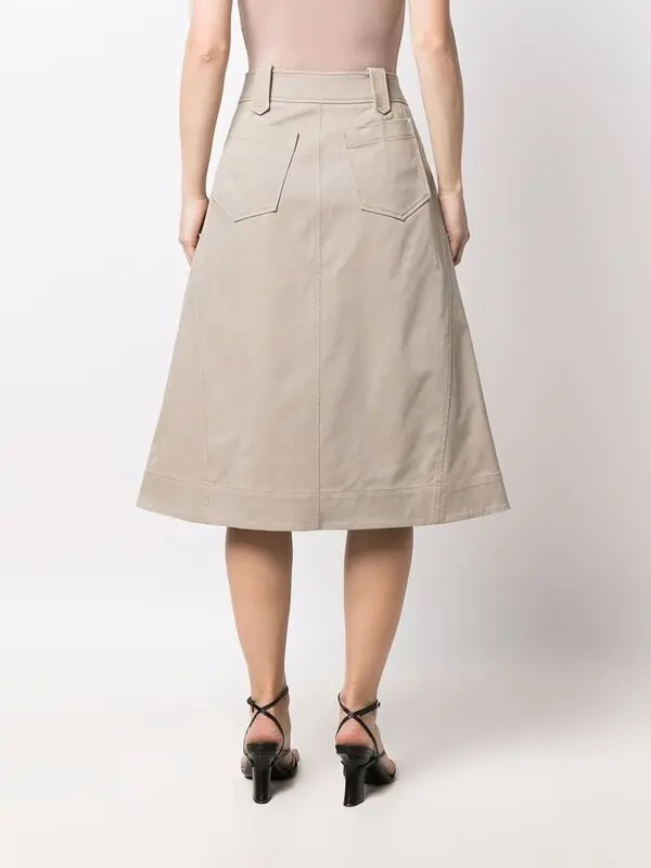 Alberta Ferretti Four-pocket Cotton A-line Skirt