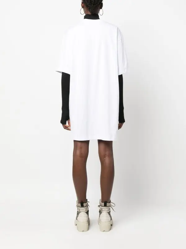 MSGM Logo Print T-shirt Dress - White
