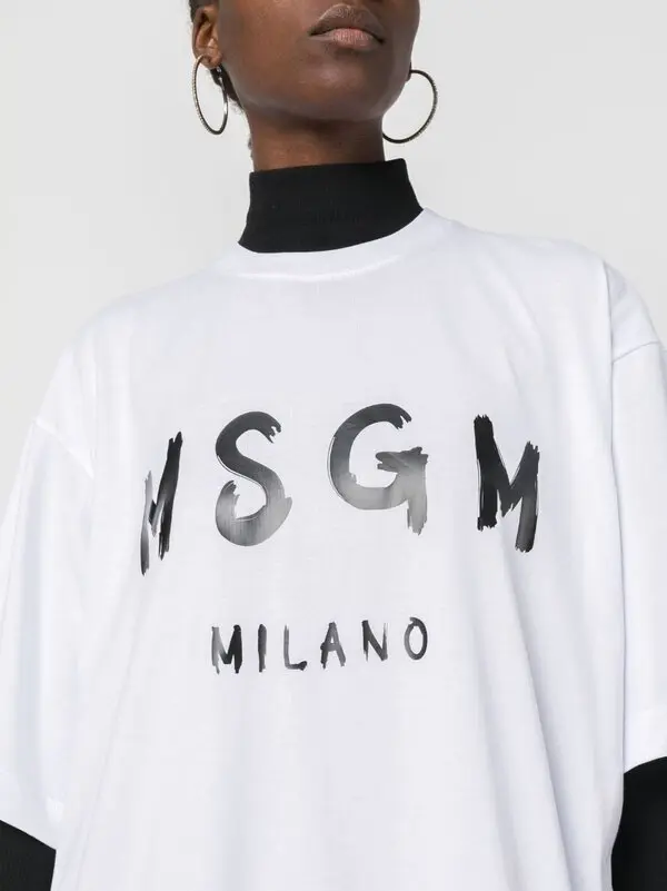 MSGM Logo Print T-shirt Dress - White