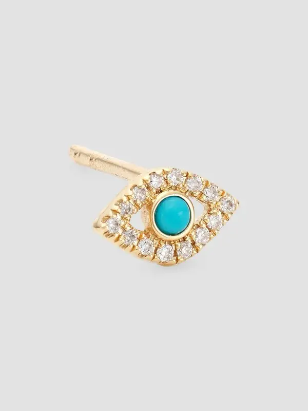 SYDNEY EVAN 14k Yellow Gold & Diamond Eye Stud Earring - Turquoise