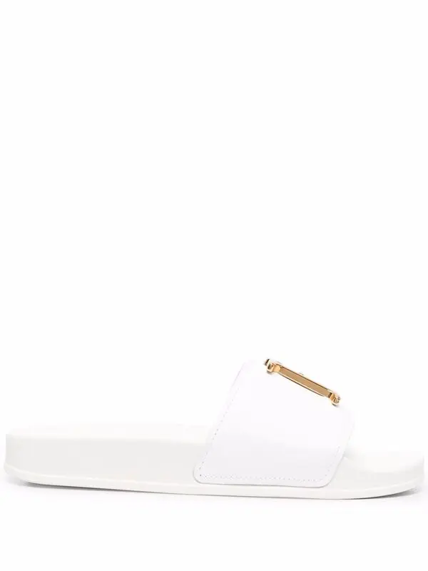 Dsquared2 Logo Lettering Flat Slides - White