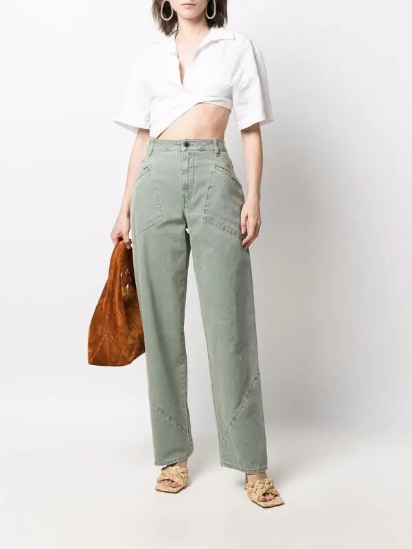 Alberta Ferretti High-waisted Cotton Trousers
