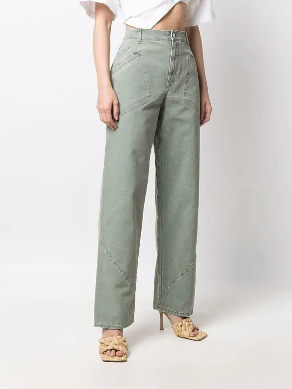 Alberta Ferretti High-waisted Cotton Trousers