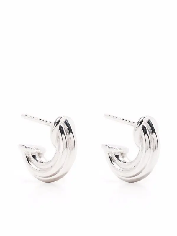 MISSOMA Ridge Hoop Huggie Earrings - Silver