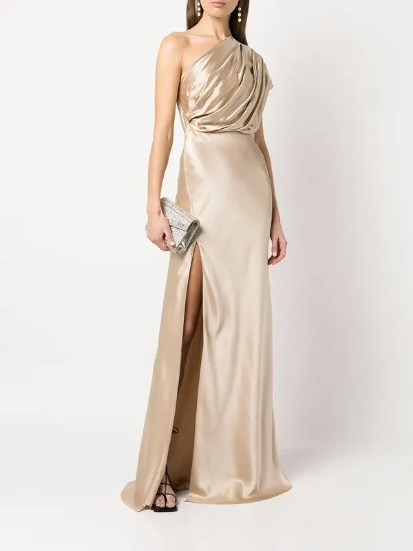 Michelle Mason Asymmetric Gown - Brown