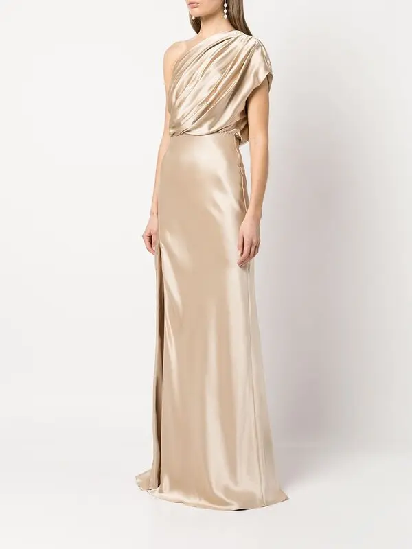 Michelle Mason Asymmetric Gown - Brown