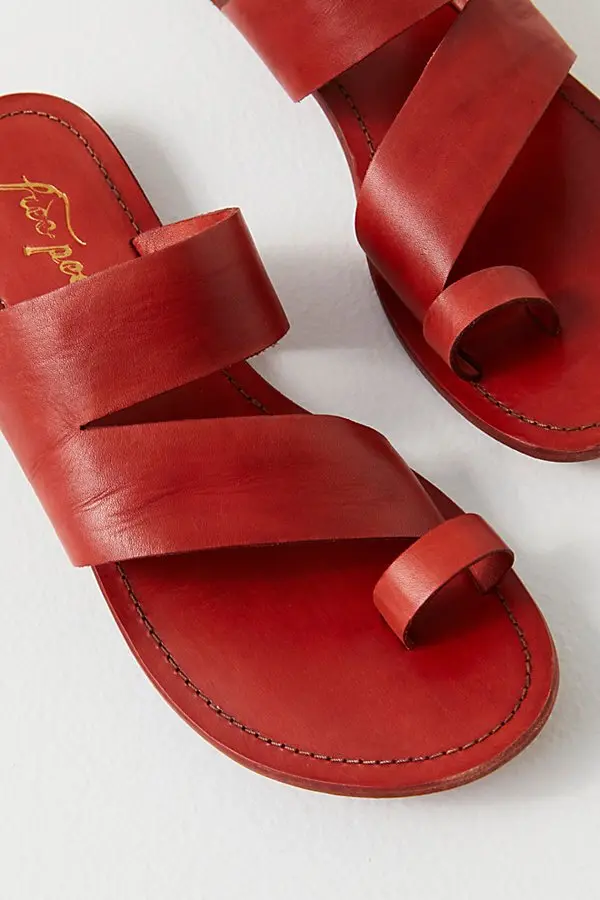Free People Abilene Leather Toe Loop Sandals - Rare Sienna