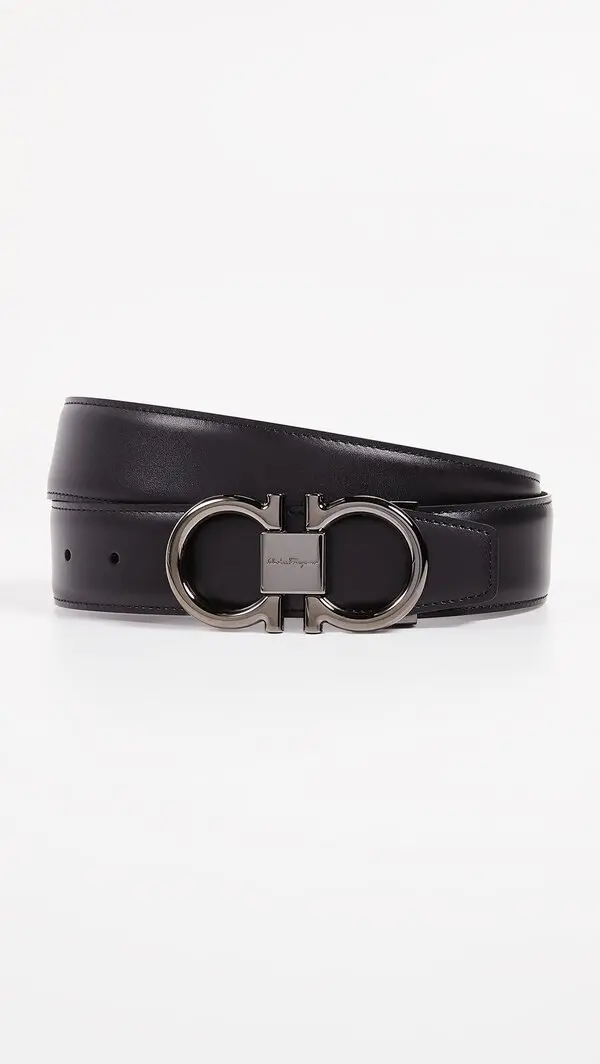 Ferragamo Double Gancio Reversible Belt - Nero/Hickory  display picture 1