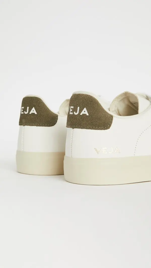 VEJA Campo Calfskin Leather Sneakers With Suede Trim - Extra White/khaki