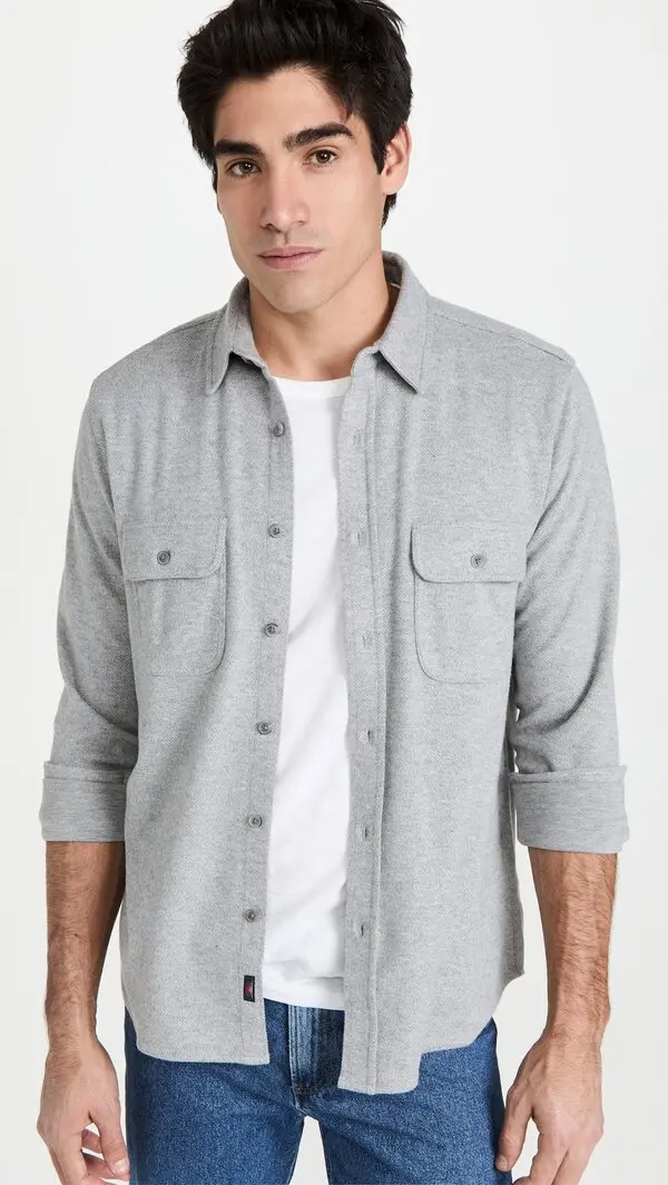 Faherty Brand Legend Sweater Shirt - Fossil Grey Twill