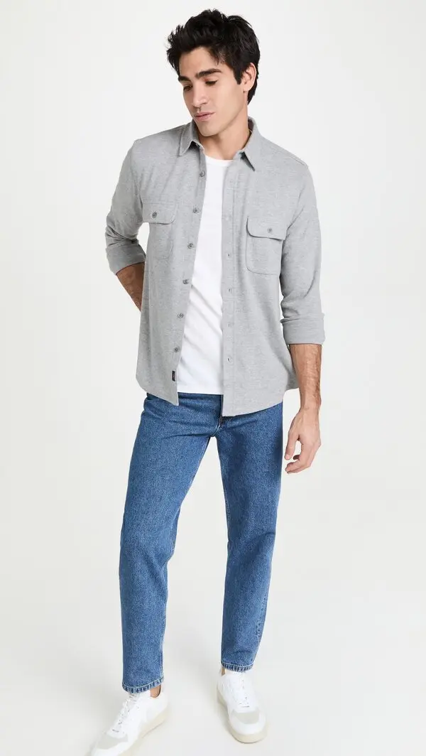 Faherty Brand Legend Sweater Shirt - Fossil Grey Twill
