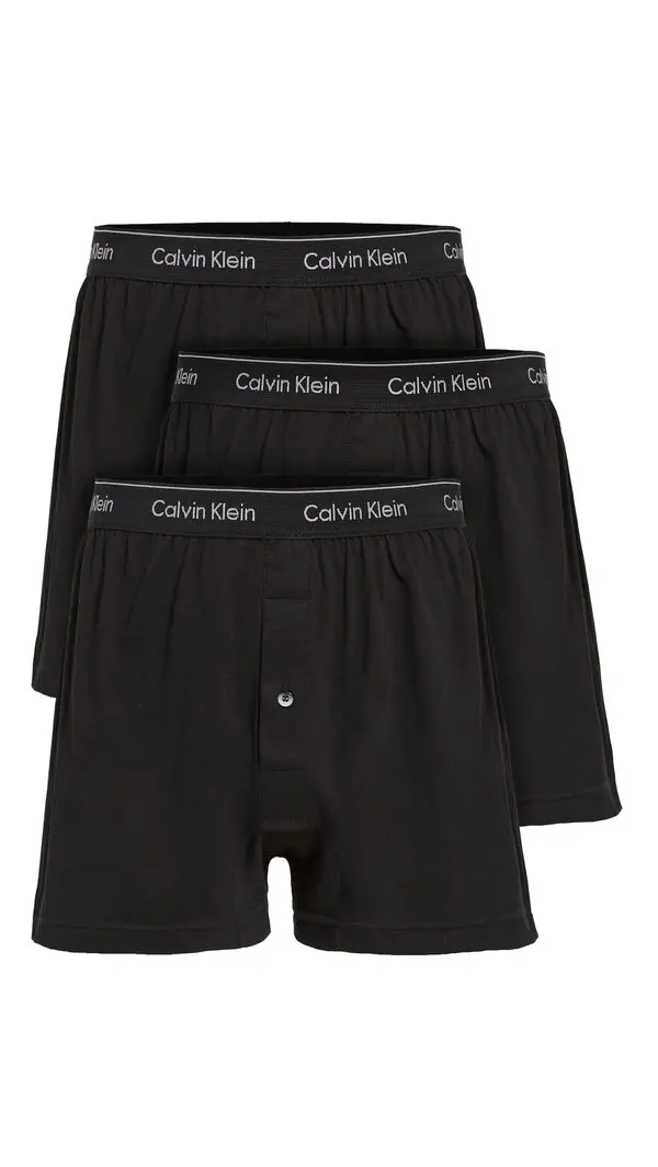 Calvin Klein Cotton Classic Fit Knit Boxers 3 Pack - Black