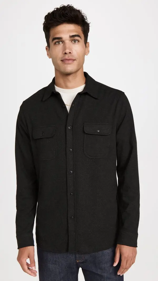 Faherty Brand Legend Sweater Shirt - Heathered Black Twill