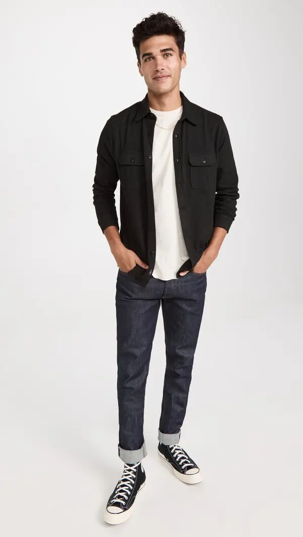 Faherty Brand Legend Sweater Shirt - Heathered Black Twill
