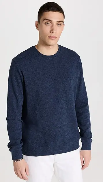 FRAME Long Sleeve Crewneck Top - Heather Midnight