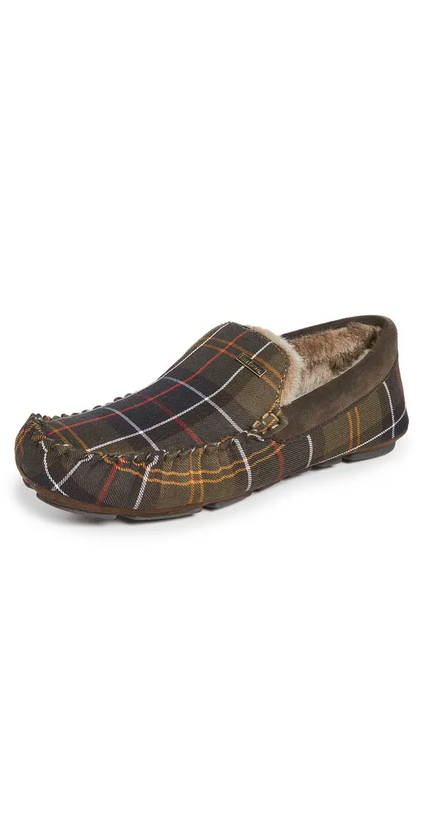 Barbour Suede Monty Slippers - Classic Tartan