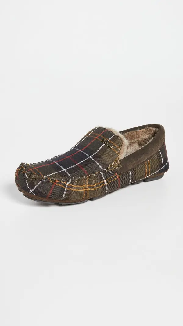 Barbour Suede Monty Slippers - Classic Tartan