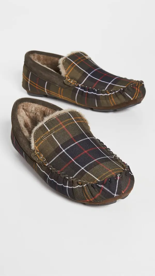 Barbour Suede Monty Slippers - Classic Tartan