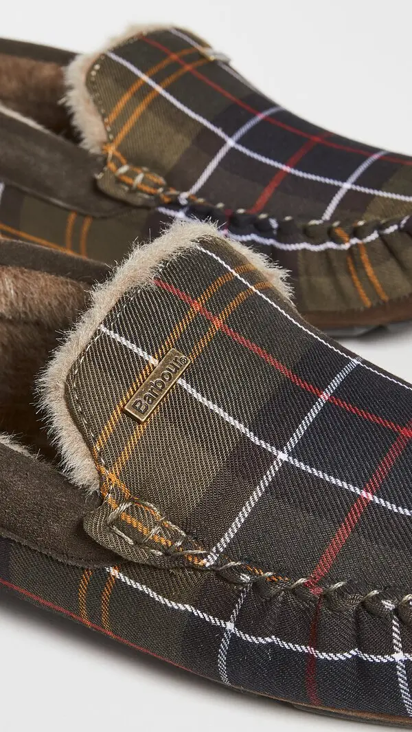 Barbour Suede Monty Slippers - Classic Tartan