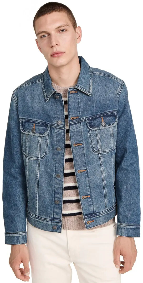 A.p.c. Washed Stretch Denim Jacket - Dark Navy