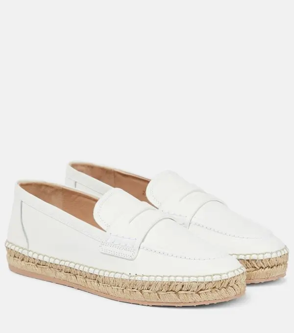 GIANVITO ROSSI Lido Leather Espadrille Loafers - White