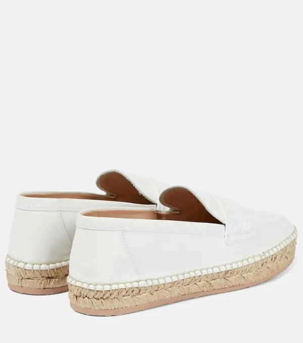 GIANVITO ROSSI Lido Leather Espadrille Loafers - White