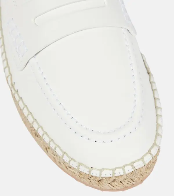 GIANVITO ROSSI Lido Leather Espadrille Loafers - White