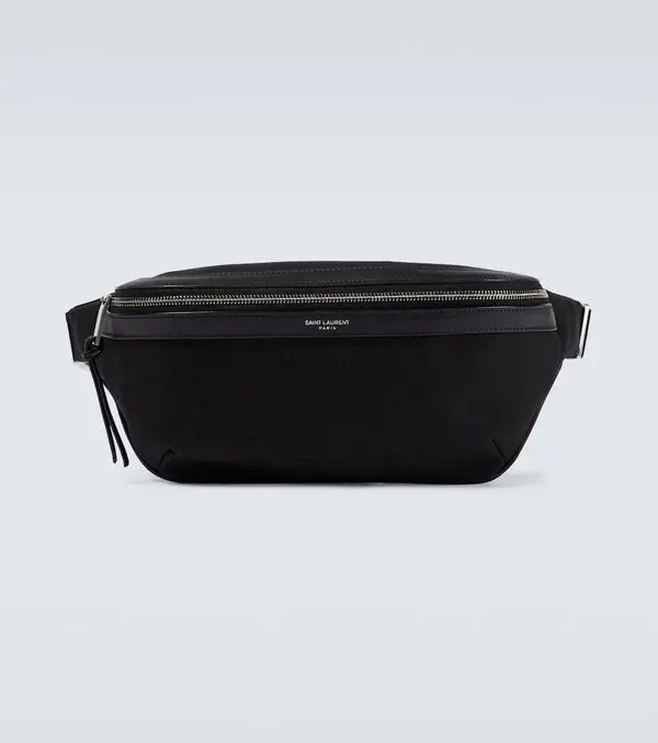 Saint Laurent Leather Trimmed Belt Bag - Black