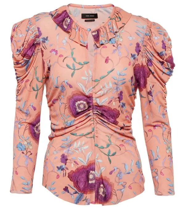 Isabel Marant Étoile Jen Floral Velvet Top - White