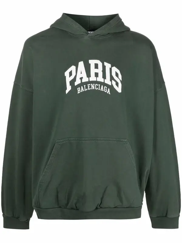 Balenciaga Paris Logo-print Pullover Hoodie
