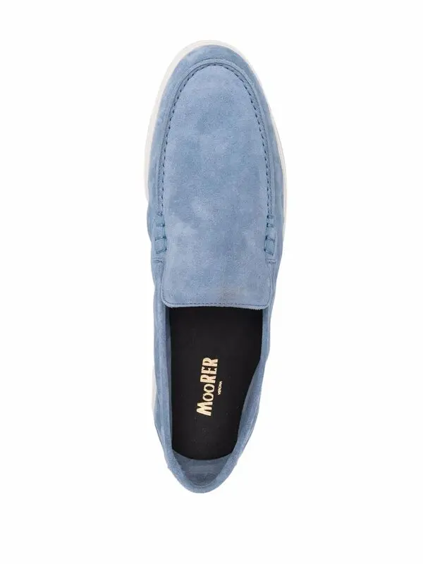 MOORER Suede Slip-on Loafers - Blue