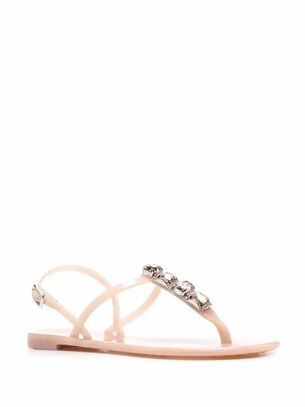 Casadei Crystal-embellished Jelly Sandals - Neutrals