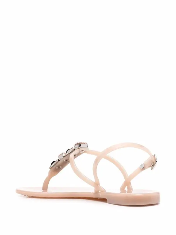 Casadei Crystal-embellished Jelly Sandals - Neutrals