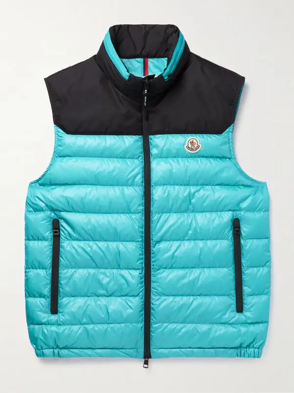 Moncler Ortac Logo-appliquéd Colour-block Quilted Shell Down Gilet - Blue