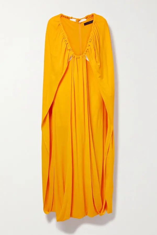 Proenza Schouler Cape-effect Gathered Jersey Maxi Dress - Yellow