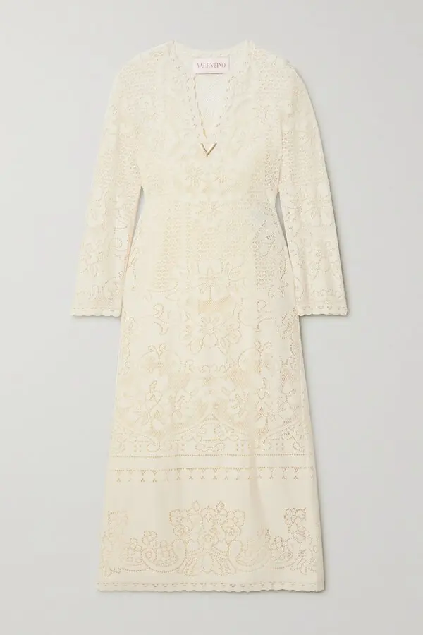 red valentino white crochet dress Red Valentino Mini Crochet Dress in White
