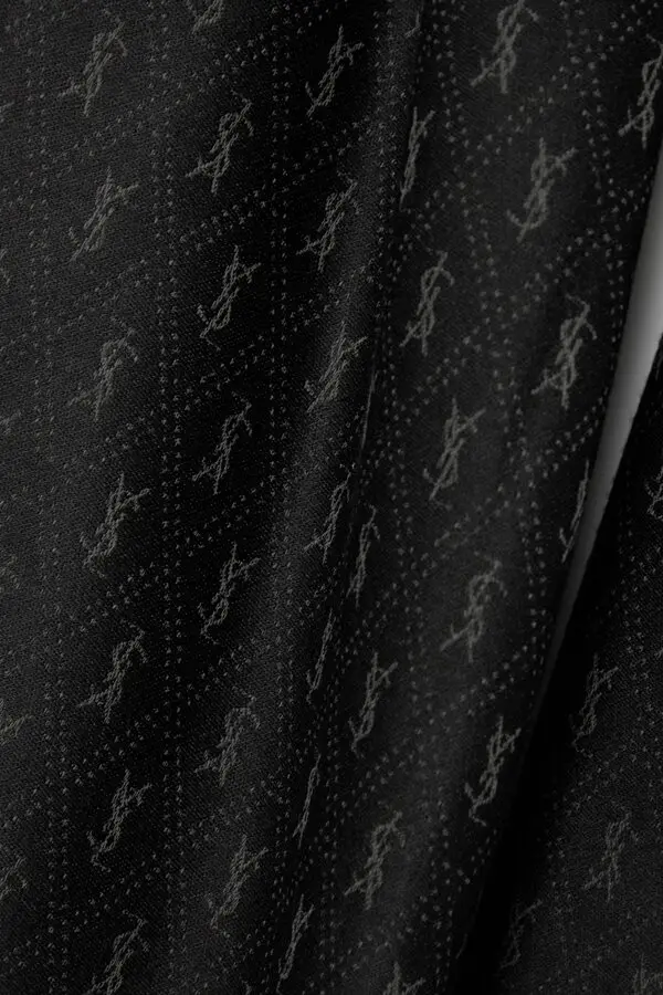 Saint Laurent Fringed Wool, Cotton And Silk-blend Jacquard Scarf