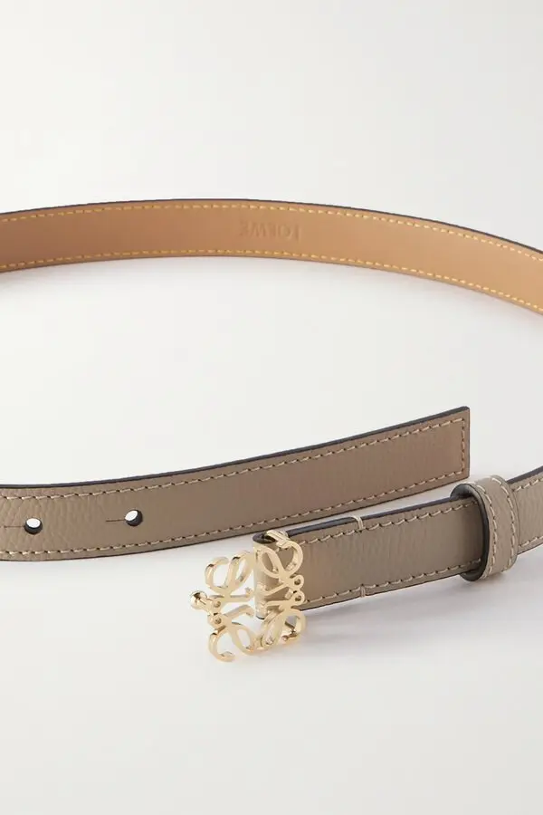 Loewe Anagram Textured-leather Belt - Neutrals