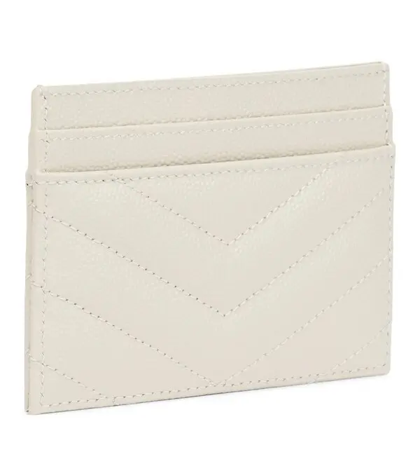 Saint Laurent Monogram Leather Card Holder - White