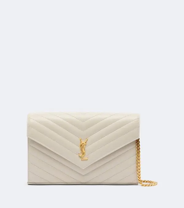 Saint Laurent Cassandre Matelassé Leather Bag - White