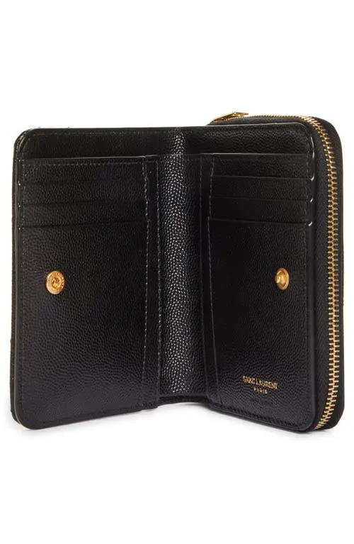 Saint Laurent Monogram Matelassé Leather Wallet - 1000 Nero