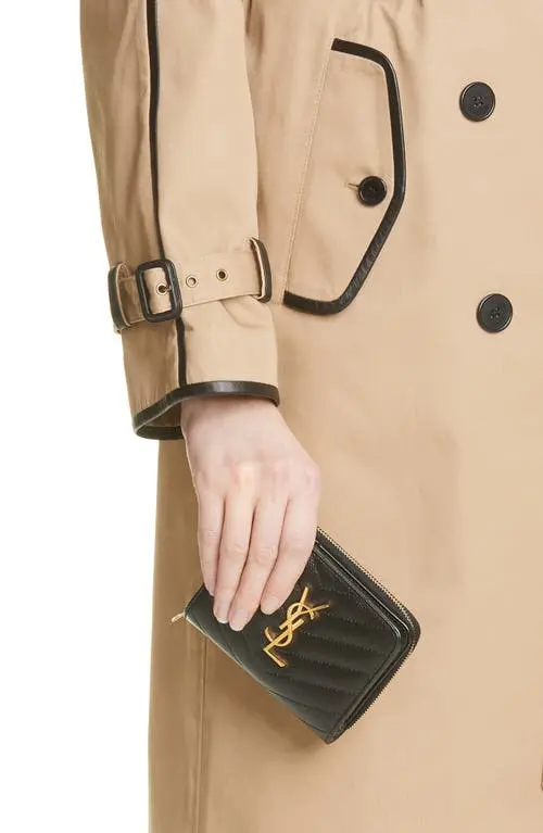 Saint Laurent Monogram Matelassé Leather Wallet - 1000 Nero