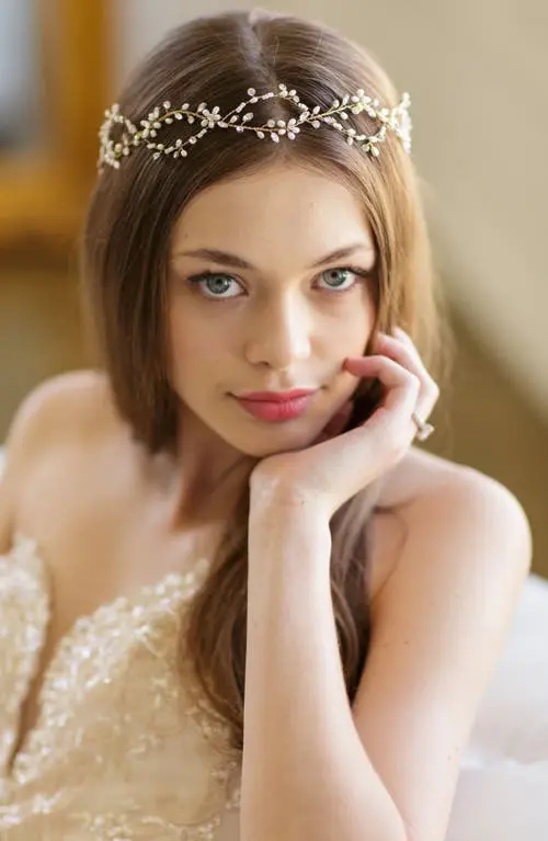 Brides & Hairpins Octavia Pearl & Jeweled Halo - Gold