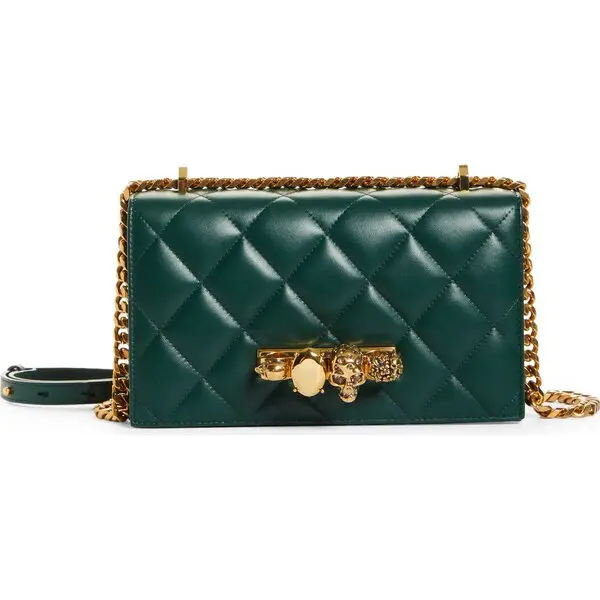Alexander McQueen Alexander Knuckle Ring Quilted Leather Shoulder Bag - Emerald
