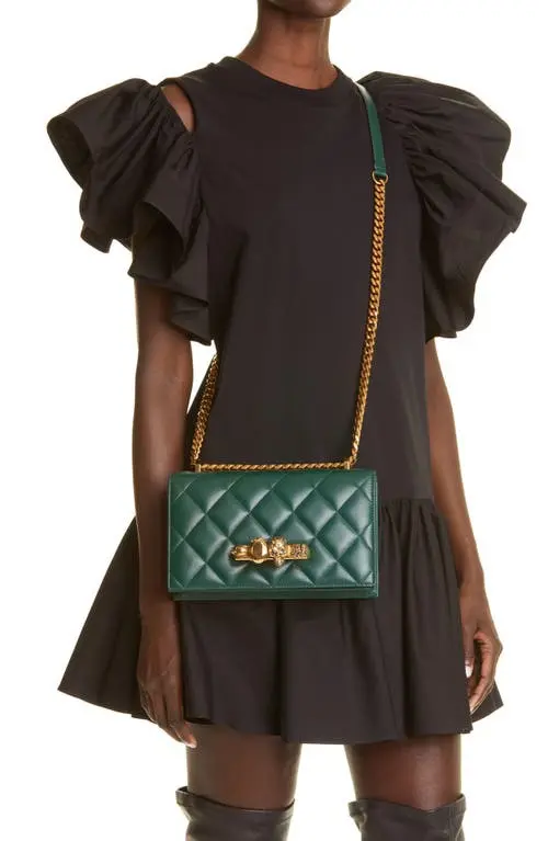 Alexander McQueen Alexander Knuckle Ring Quilted Leather Shoulder Bag