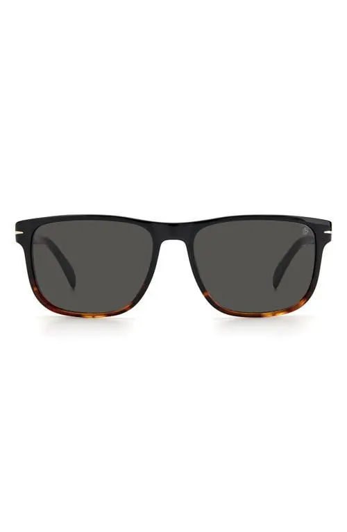 DB EYEWEAR BY DAVID BECKHAM 57mm International Fit Square Sunglasses - Black Horn