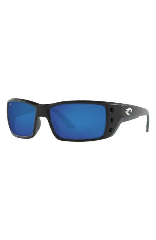 COSTA DEL MAR 63mm Polarized Rectangular Sunglasses - Black Flow