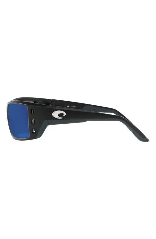 COSTA DEL MAR 63mm Polarized Rectangular Sunglasses - Black Flow